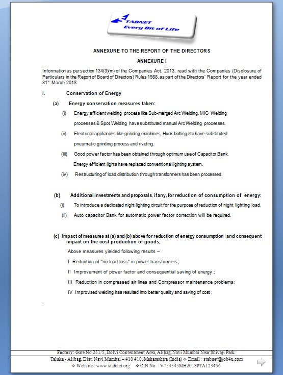 Annexure to Audit Report Format in Word