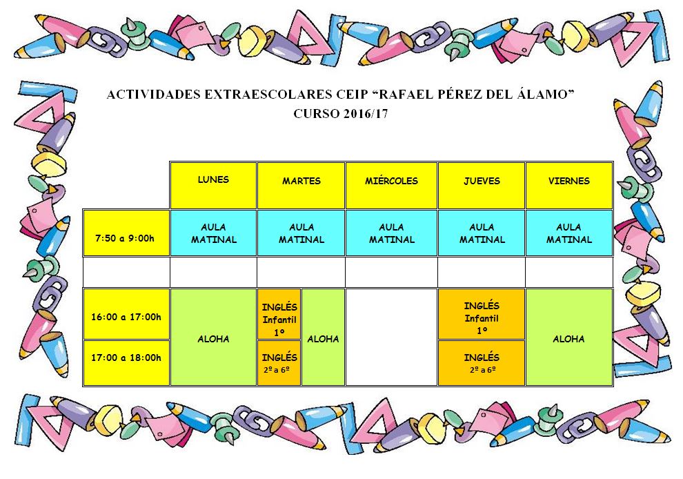 La clase de Diego: ACTIVIDADES EXTRAESCOLARES