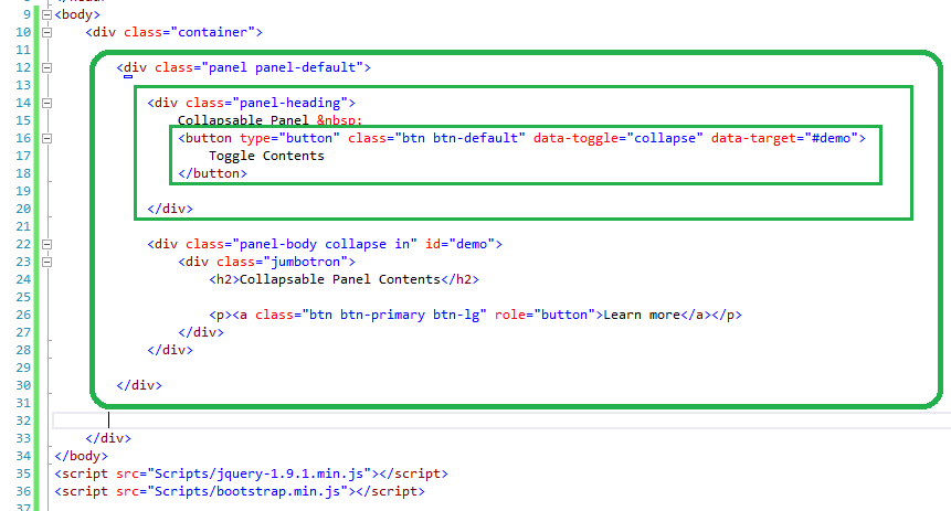 The Aspnet Mvc Club Step By Step How To Create A Collapsible Panel With The Twitter Bootstrap 5144