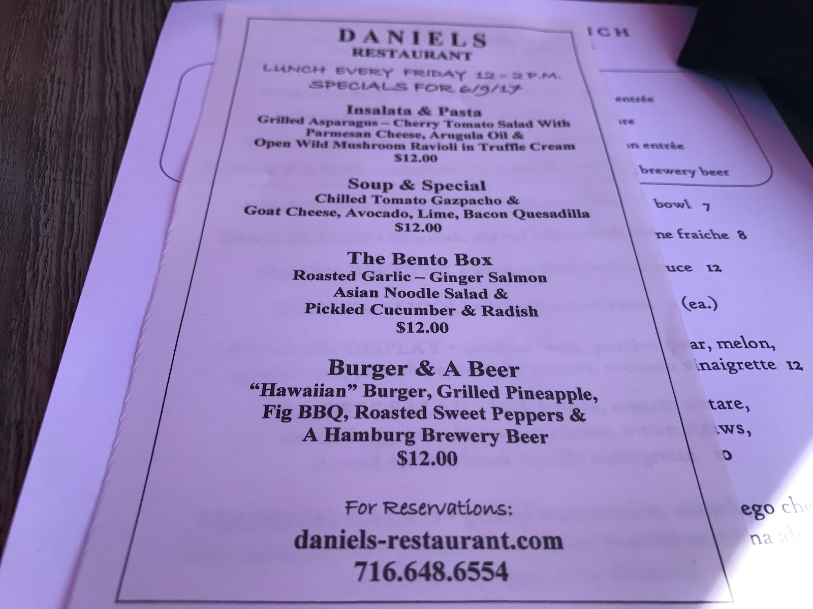 Western New York- Lunch at Daniel's