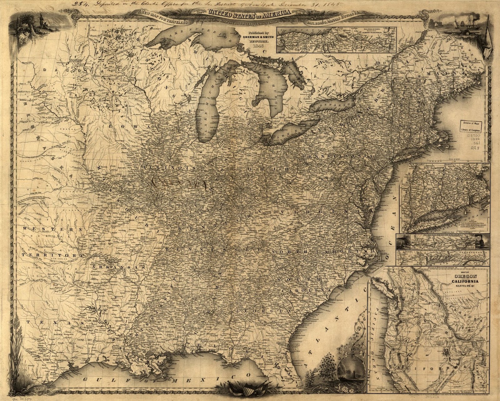 Just A Car Guy: an 1846 map for travelers through the United States of ...