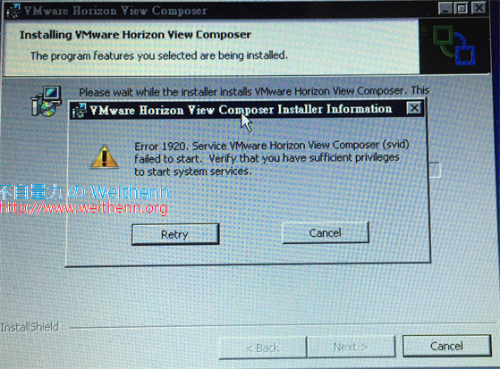 Composer (svid) failed to start - Error 1920 ~ 不自量力 の Weithenn
