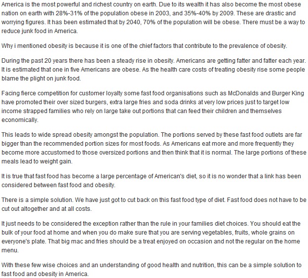 Fast food and obesity | William Weight Loss