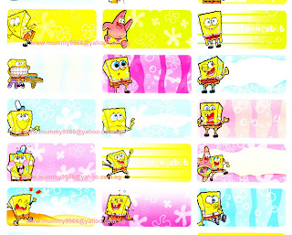 Name Sticker Mall 30x13mm: Waterproof Name Sticker 30x13mm W03--Spongebob