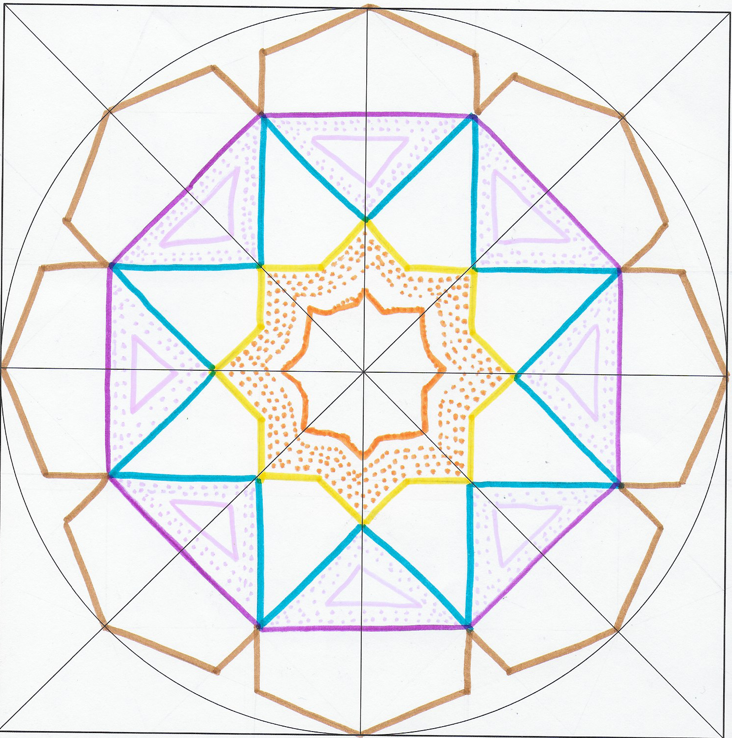 Geometry and Arts: 2016-17. Decorative drawings with inscribed polygons ...