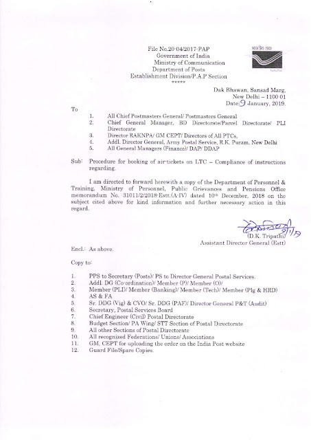Procedure for Booking of Air-Tickets on LTC - Compliance of ...