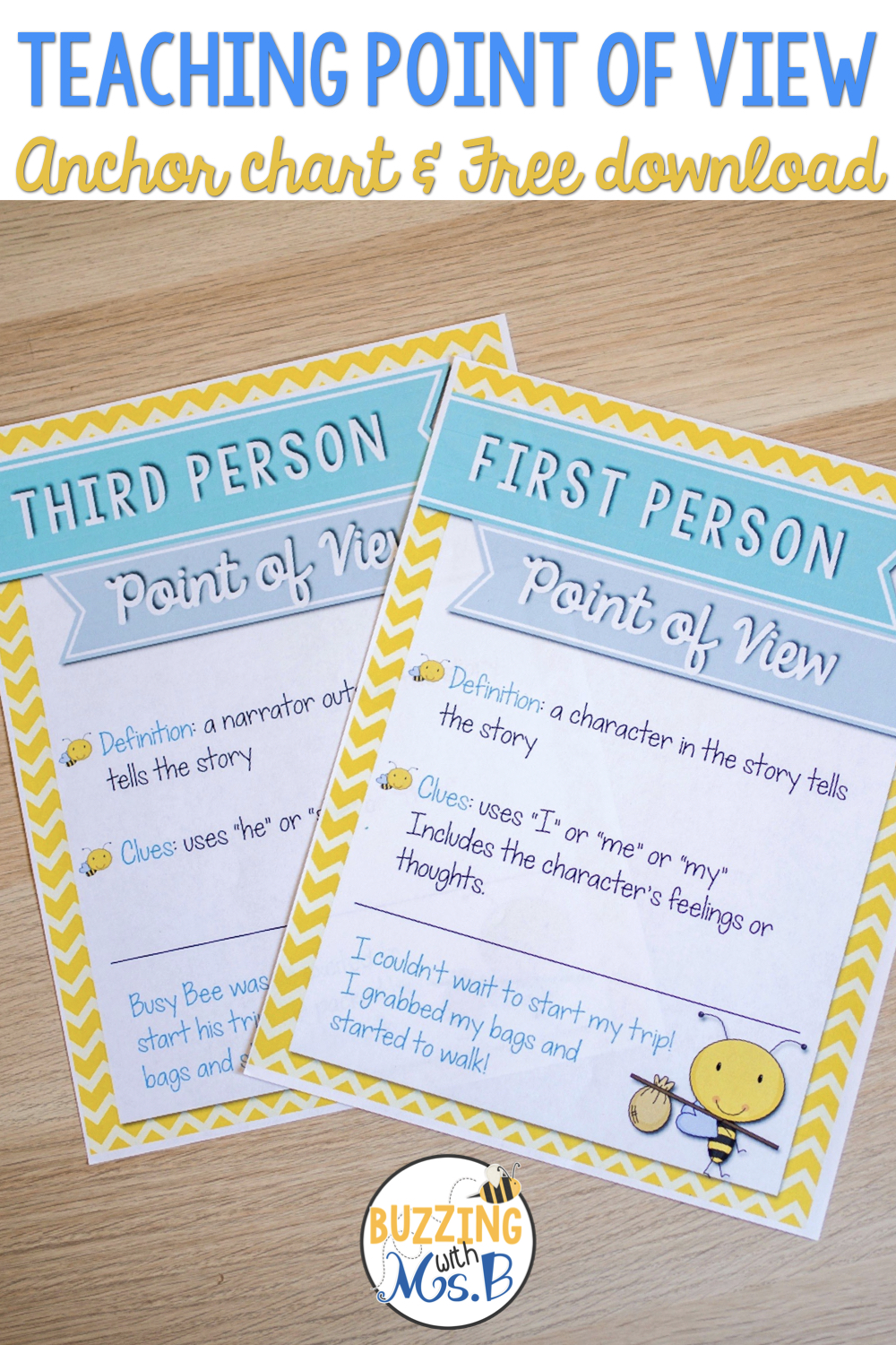 Point of View Anchor Chart and Activity - Buzzing with Ms. B