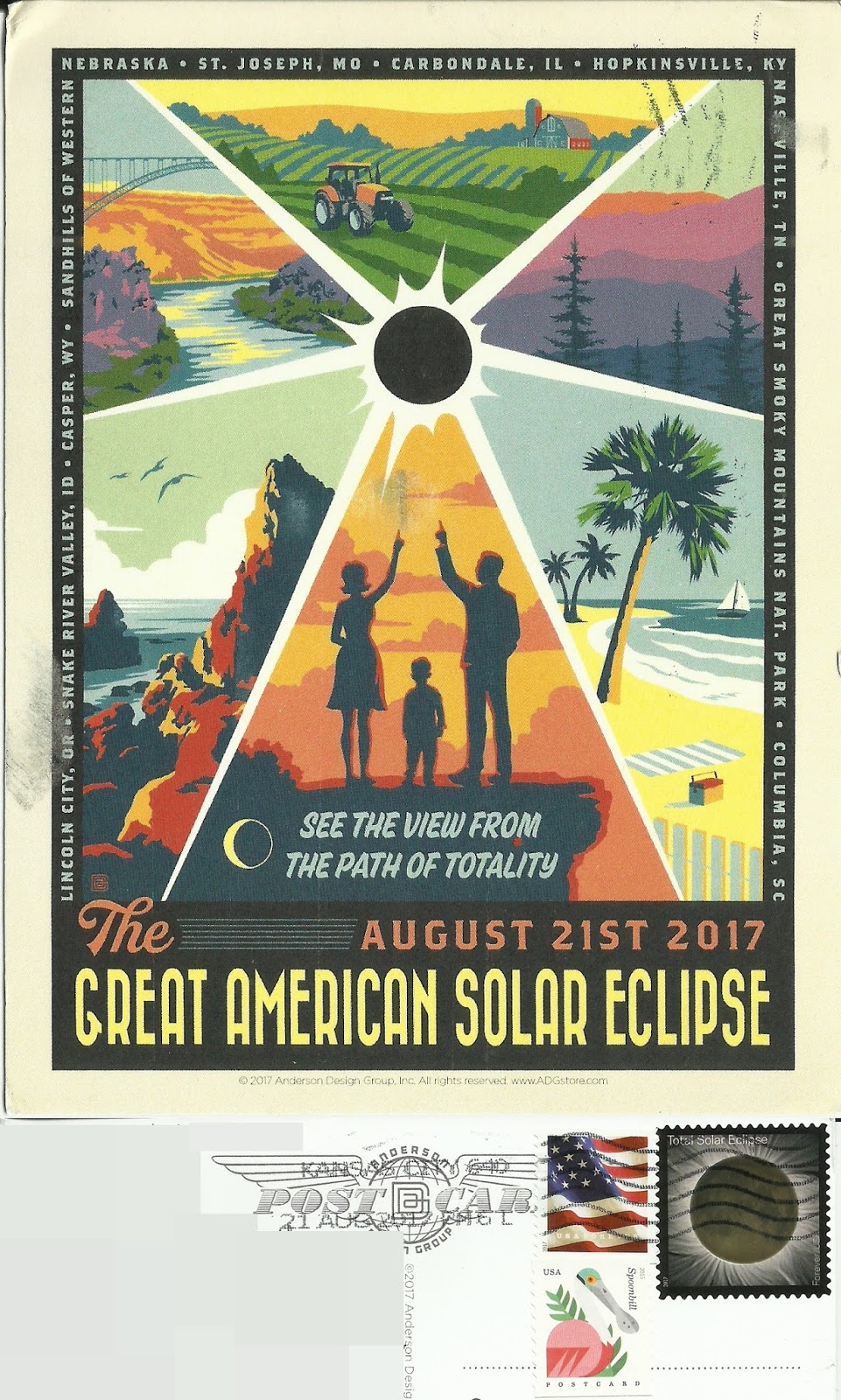 Postcards and Matching Stamps: Total Solar Eclipse from the U.S.A.