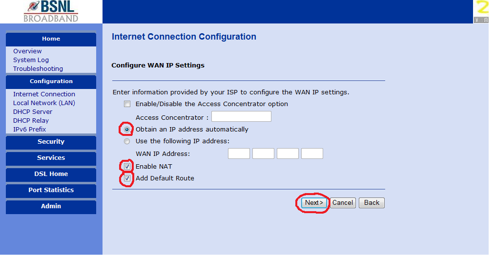 Broad Band Solutions: Configuration Of BSNL VMC(AN1020-21) Type-1 Modem