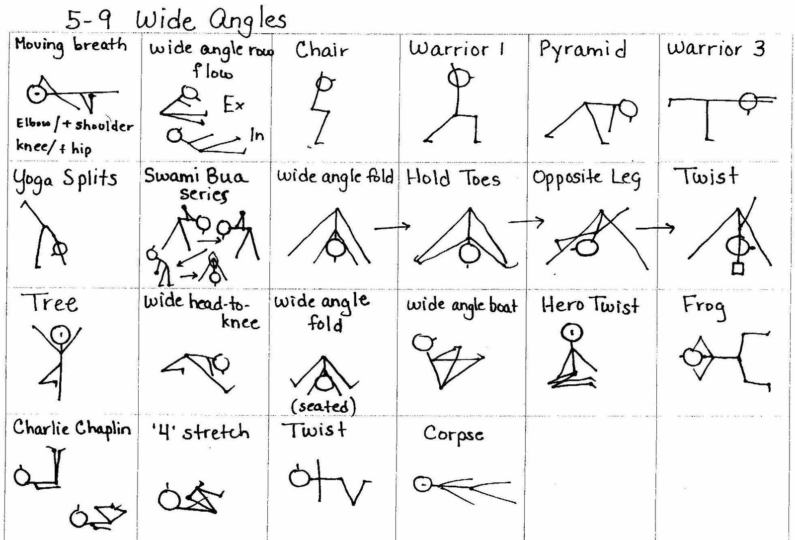 Yogi Sticks: 5-9 Wide Angles, 5-11 Twists, 5-16 Lotus