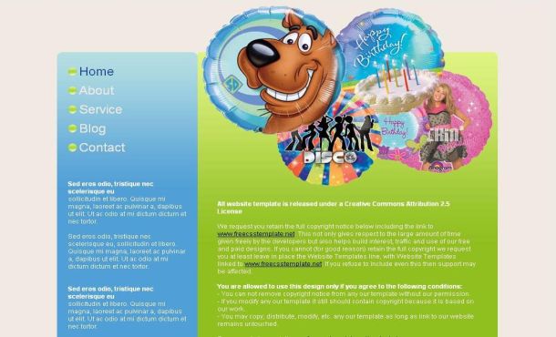 Kids Green Balloon CSS Website Template