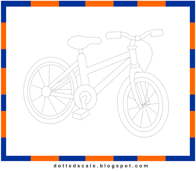 Printable Dotted Drawing Pictures: Bicycle Dotted