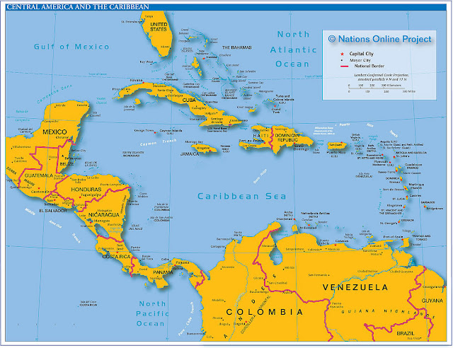 Amerika Qendrore - harta gjeografike e Amerikës Qendrore - Shqipëria ...