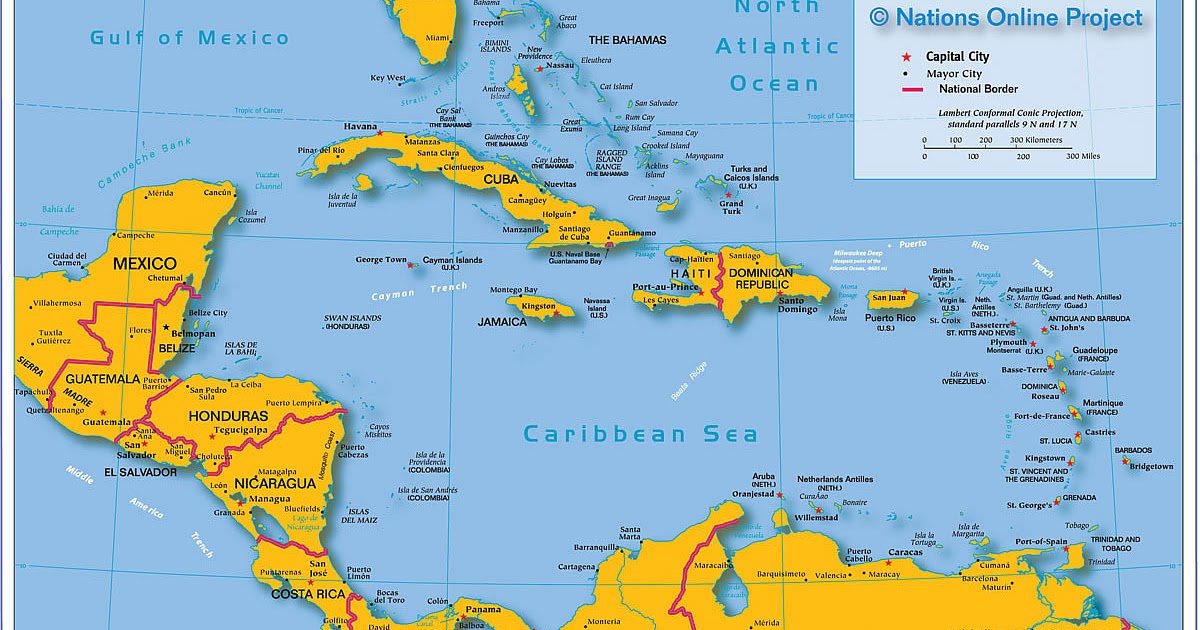 Mellemamerika - Geografiske Kort over i Mellemamerika ~ Klima Naturali™