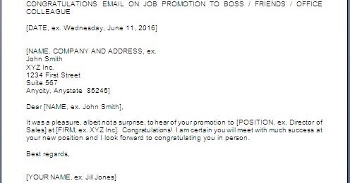 Congratulations Letter for Promotion Sample