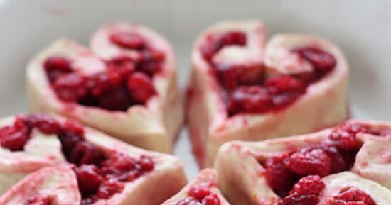 Heart Shaped Raspberry Rolls