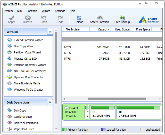 Create And Format Hard Disk Partitions With Aomei Partition Assistant