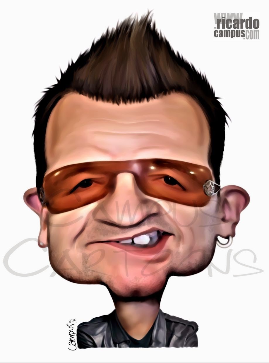 Bono Vox - Ricardo Campus - Caricaturas Cartoons e Ilustração