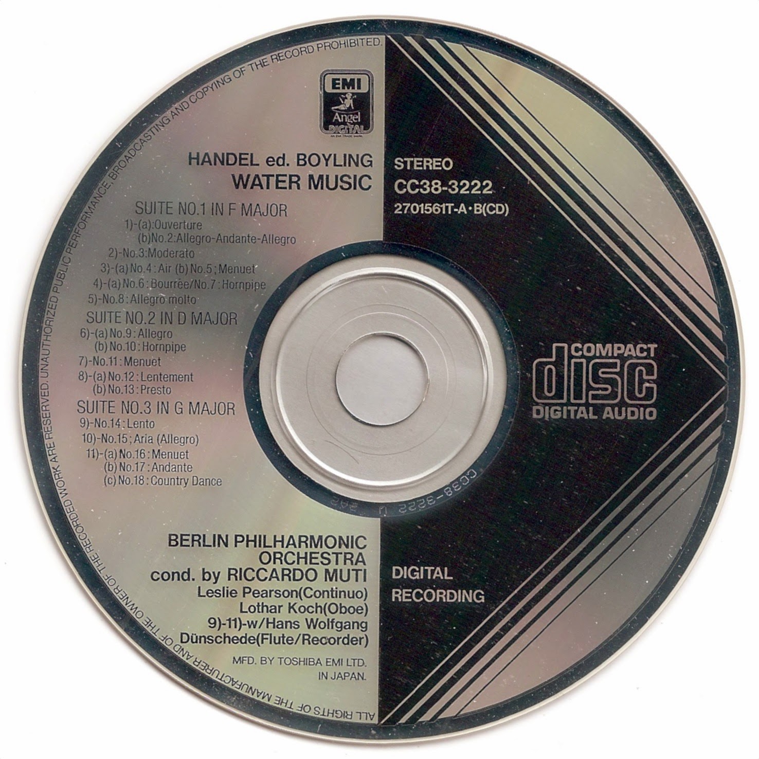 The First Pressing CD Collection: George Frideric Handel - Water Music