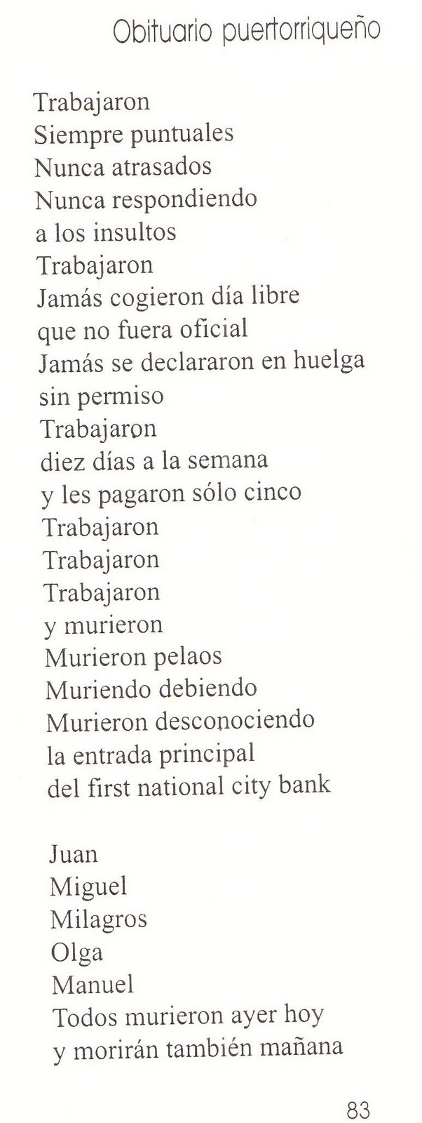 Los valientes andan solos: Pedro Pietri: Obituario Puertorriqueño: