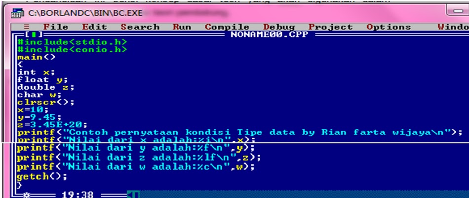 Contoh program C menggunakan tipe data | Dunia Teknik Informatika