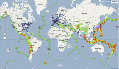 whats up: Worldwide map of nuclear power stations and earthquake zones ...