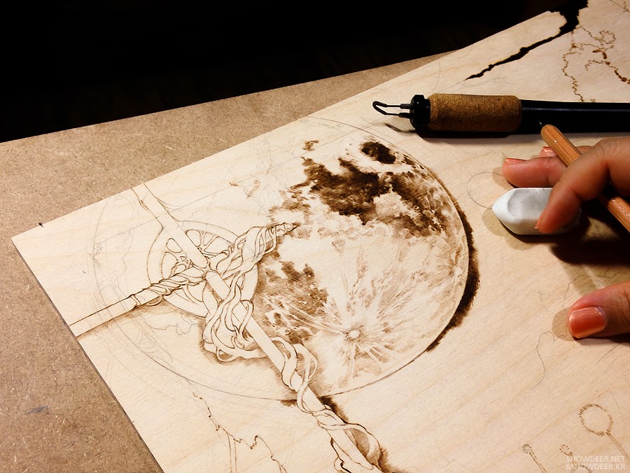 Snowdeer (Kim Sulrok): Woodburning Art (Pyrography) by Snowdeer