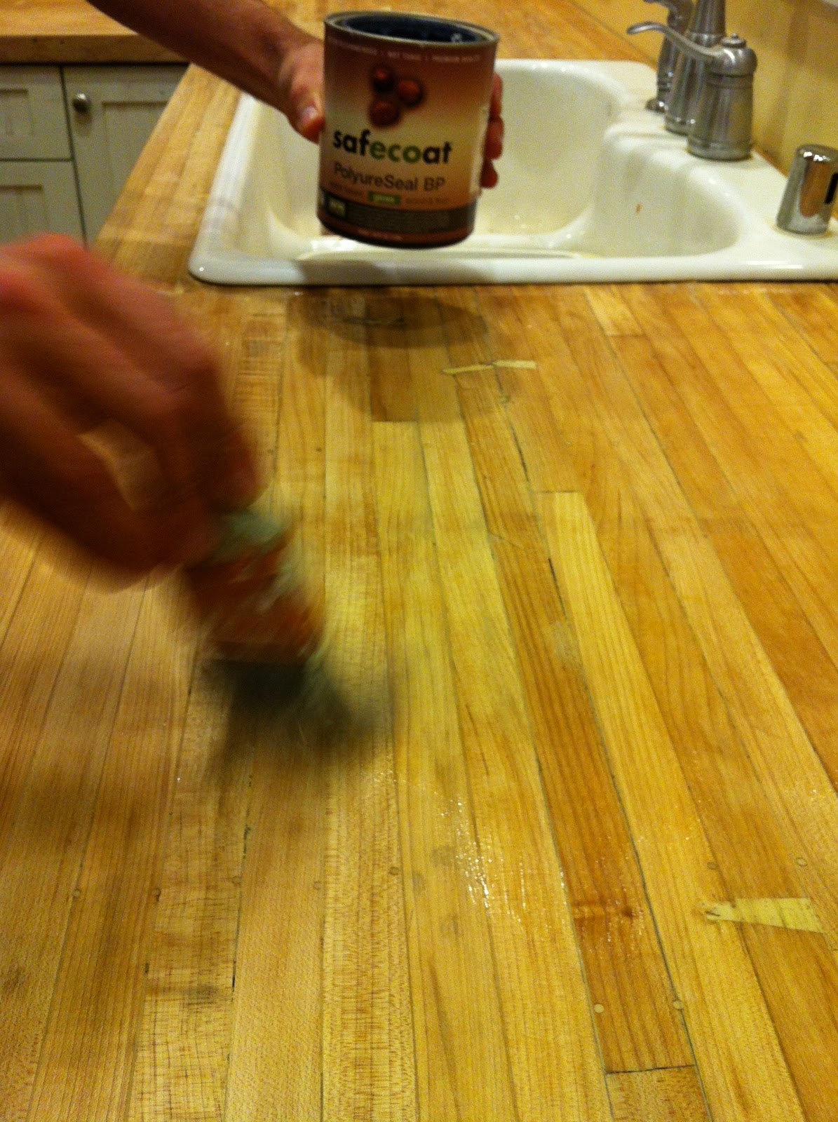 elgin eco house: shiny new countertop finish