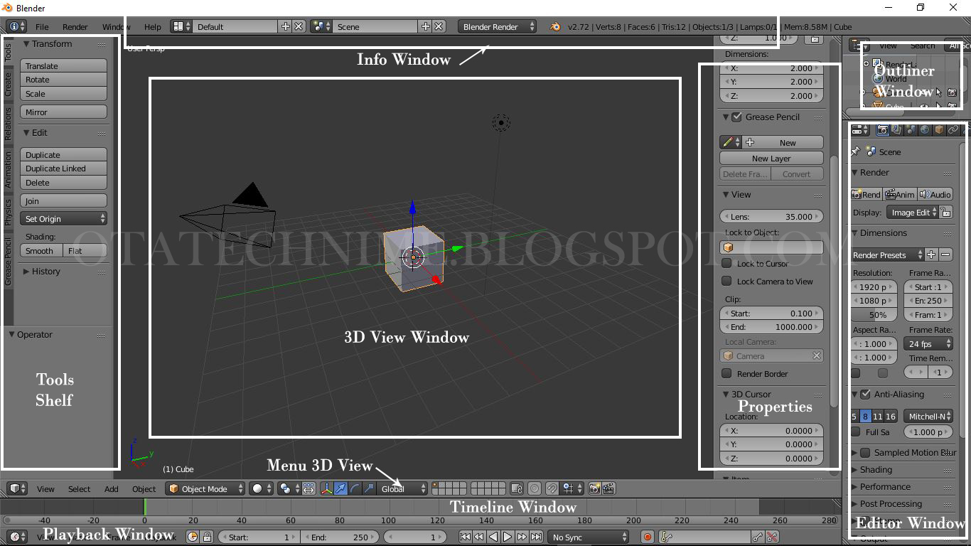 Belajar Software Blender bagi pemula - Pengenalan Interface dan Tools ...