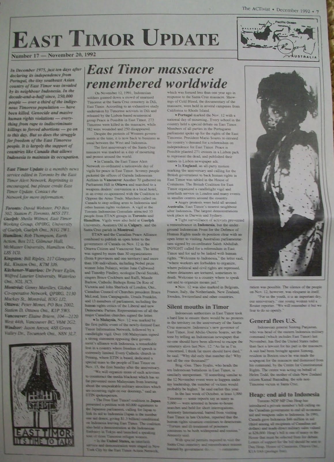 Friends of East Timor - Canada: East Timor Update #7-17, 1992