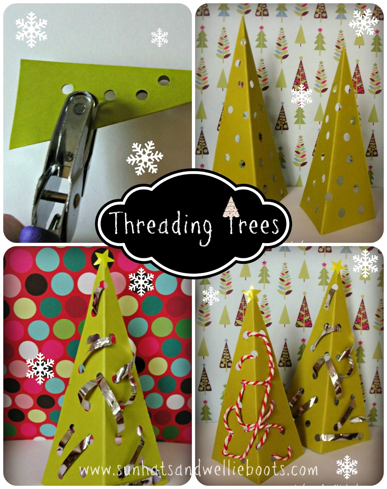 Sun Hats & Wellie Boots: Simple Threading Christmas Trees
