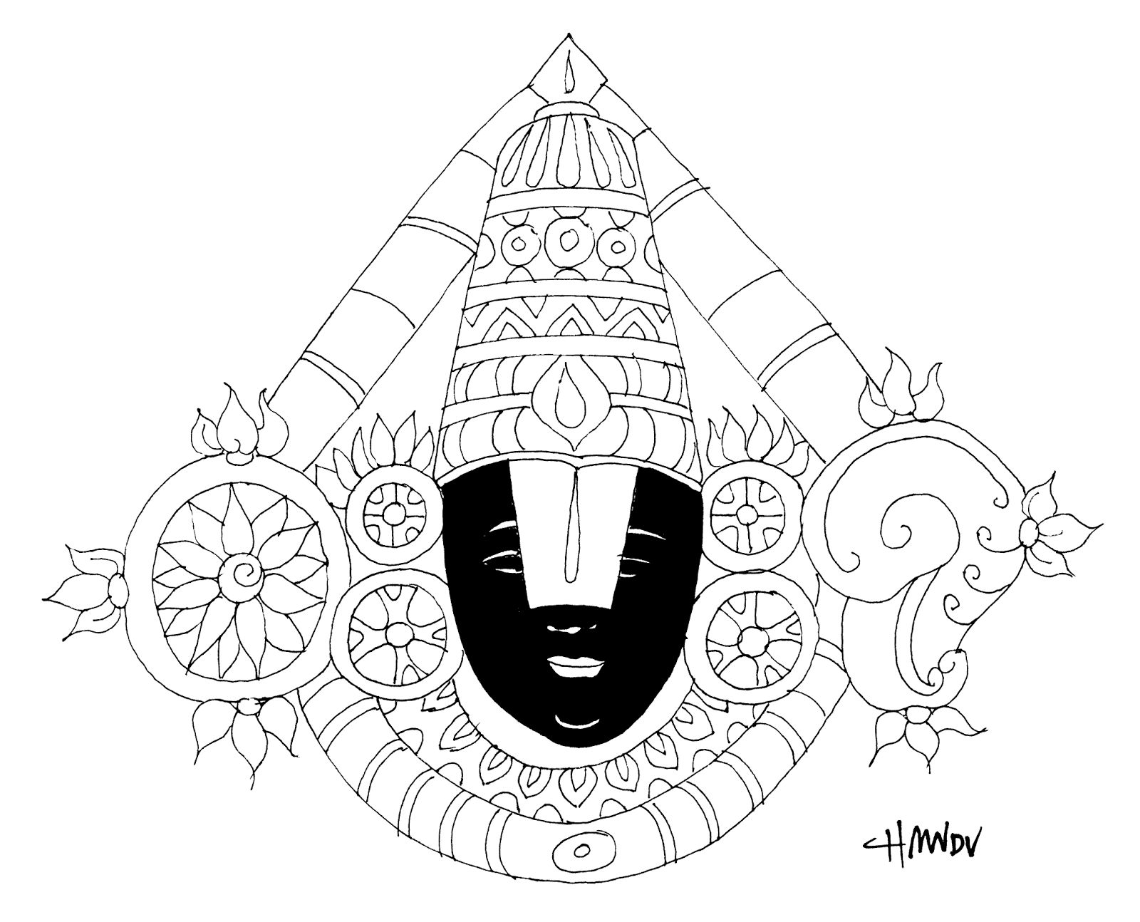 Tamil Cliparts: Venkatachalapathi Line Drawings for invitations