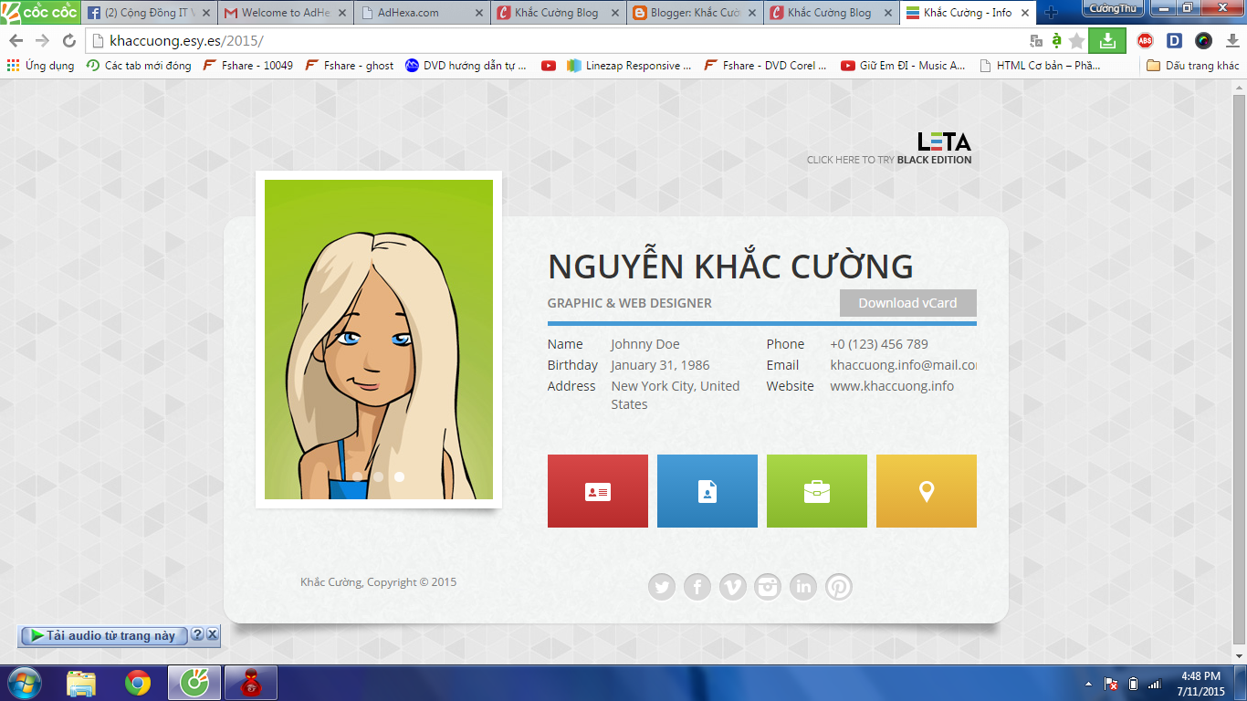 Code giới thiệu tiểu sử bản thân cực đẹp bằng html - Dữ Liệu Của Tôi
