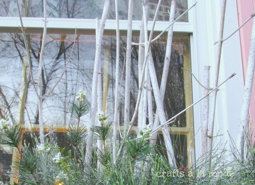 Faux White Birch Tree Sticks and Winter Window Boxes - Crafts a la mode