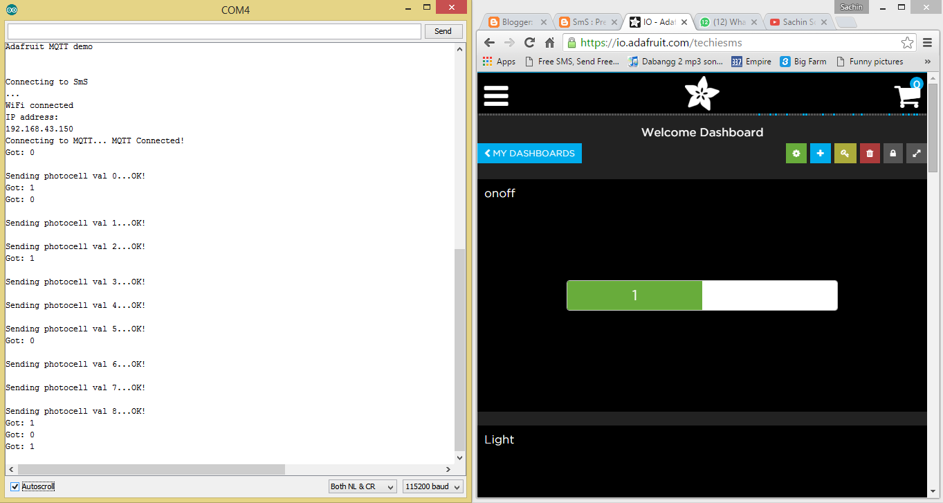 SmS : MQTT + ESP8266 12e (Node MCU)