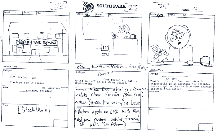 Studio Practice: South Park Storyboards
