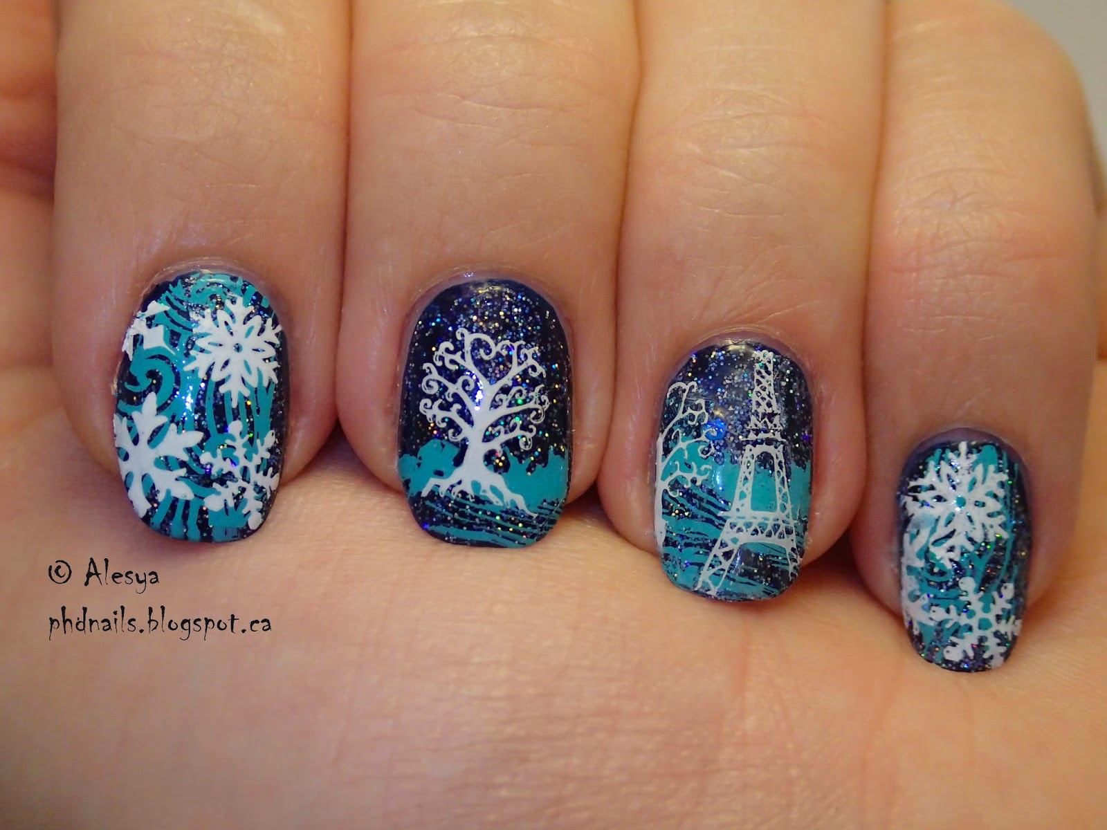 PhD nails: Winter nail art challenge: Snow/snowflakes