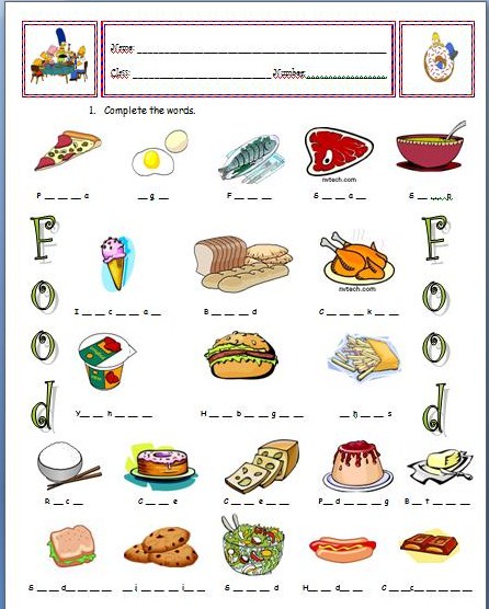 ENGLISH SPOT: Food: vocabulary worksheet