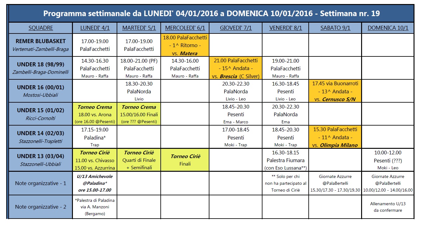 BLUOROBICA.COM: PROGRAMMA SETTIMANALE BLUOROBICA IMPEGNI DAL 4 AL 10 ...