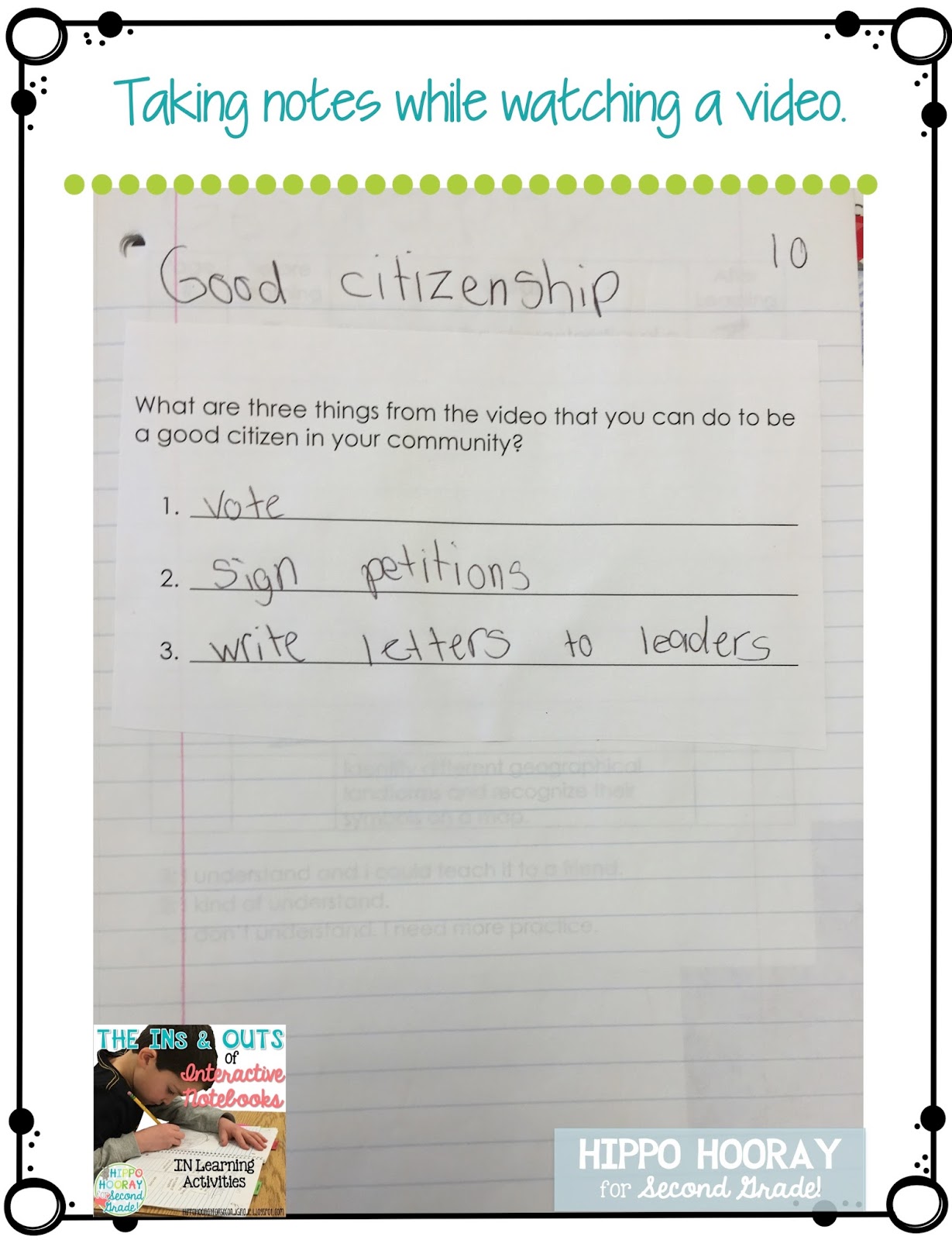 Interactive Notebooks: Learning Activities - Hippo Hooray for Second Grade!