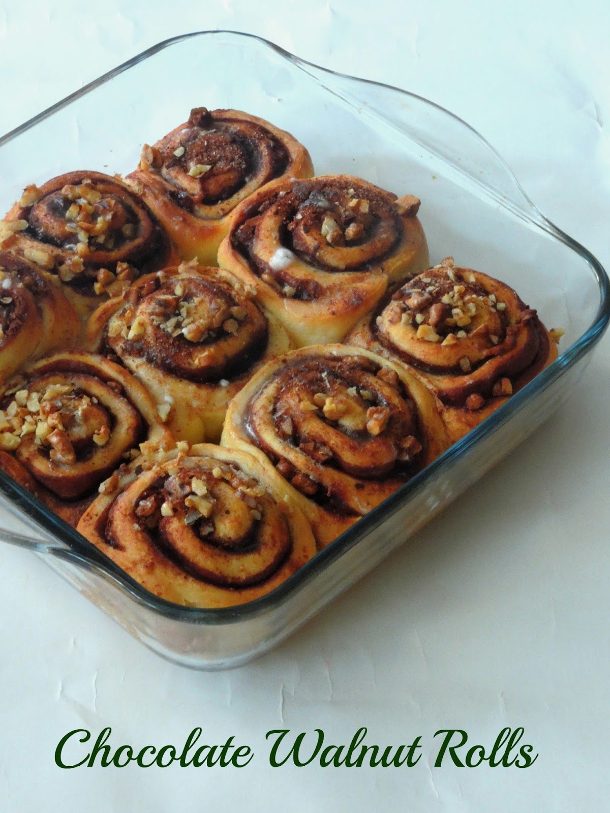Priya's Versatile Recipes: Eggless Chocolate Walnut Rolls