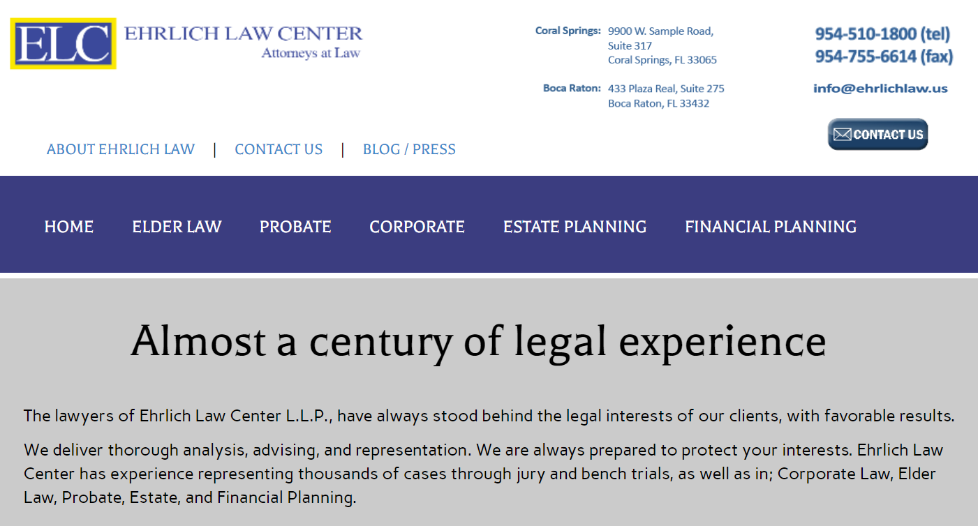 Richard Ehrlich, Attorney at Law, Florida: August 2018