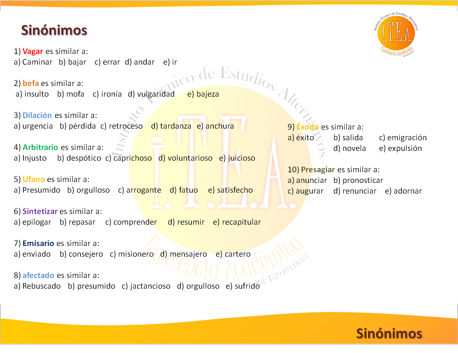 Español es a Verbal