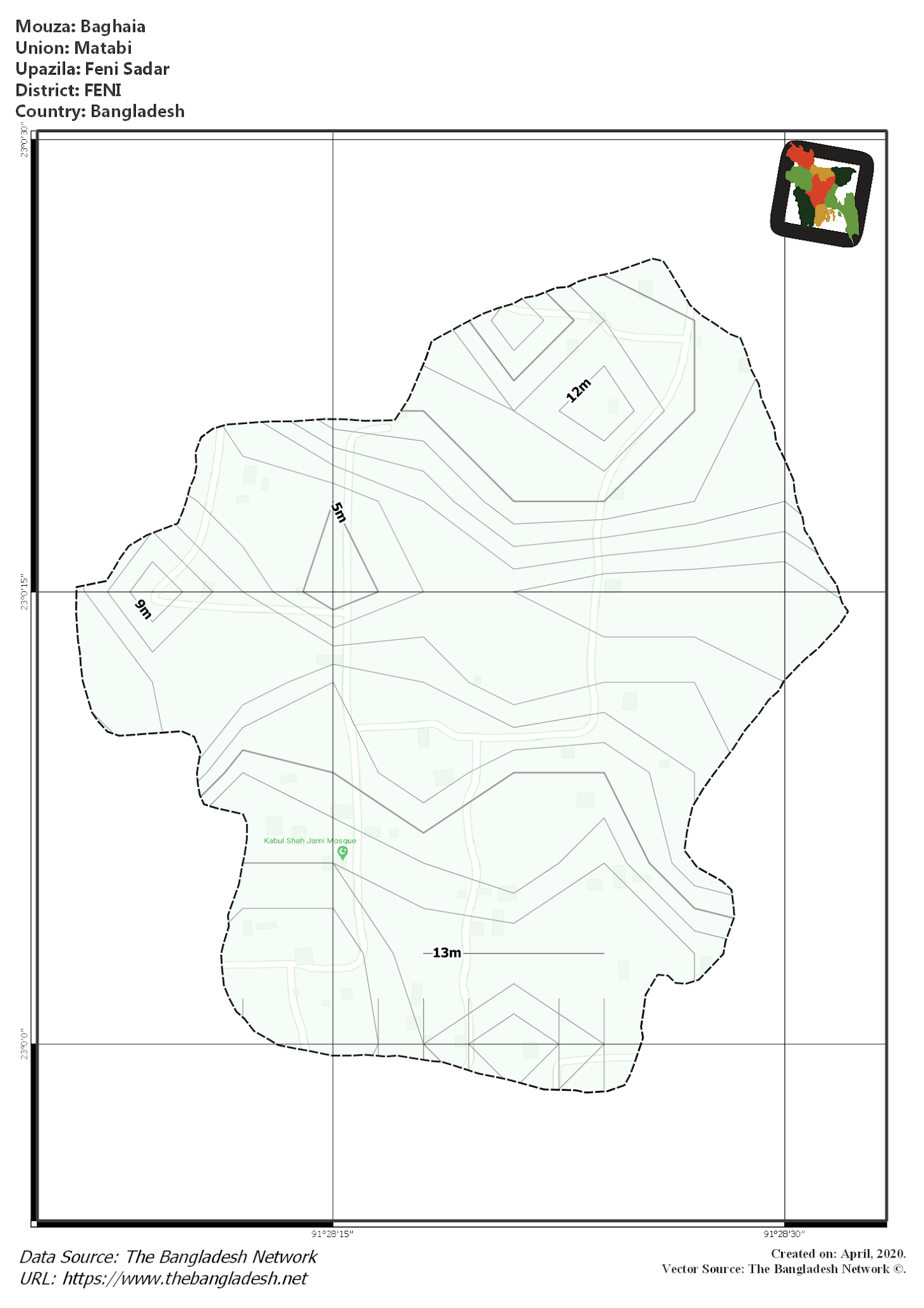 Map of Baghaia Mouza, Feni Sadar, Feni