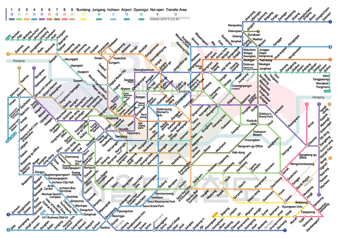 Seoul subway lines in Korea - How to transfer subway line 2, 4, and 6 ...