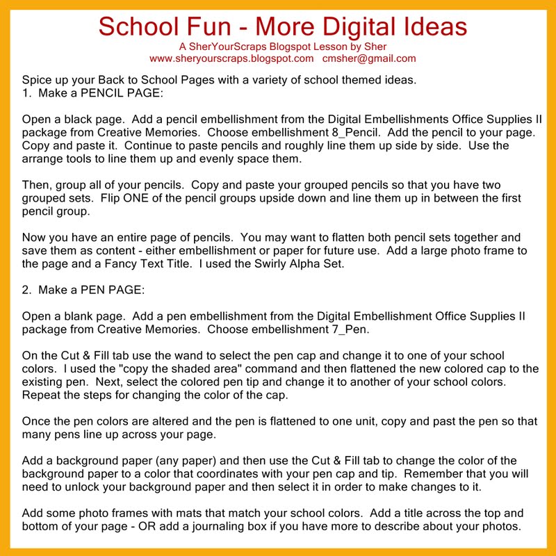Sher Your Scraps: School Fun - Pencil and Pens on Your Digital Page