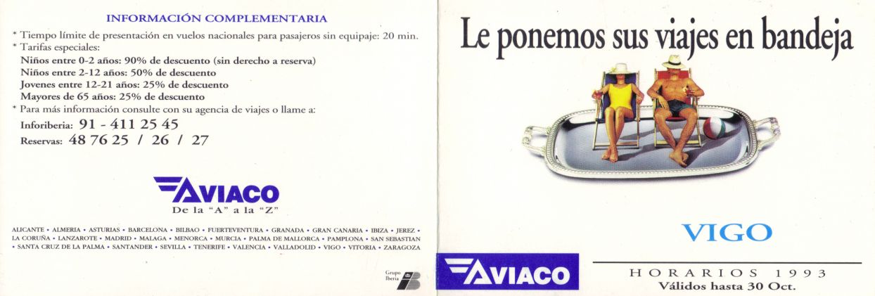 Airline memorabilia: Iberia (1993,2001), Galicia + Aviaco (1993), Vigo