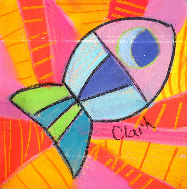 Cassie Stephens: In the Art Room: Chalked Fish Ceiling Tile