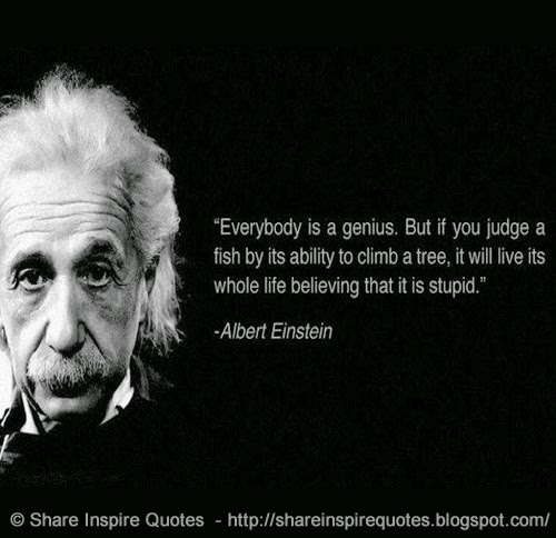 Everybody is a genius. But if you judge a fish by its ability to climb ...