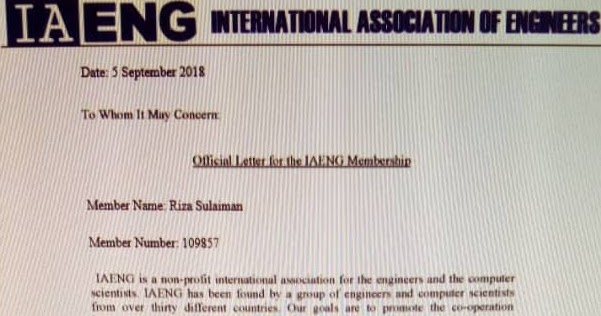 Riza Sulaiman's Research Blog: IAENG Membership